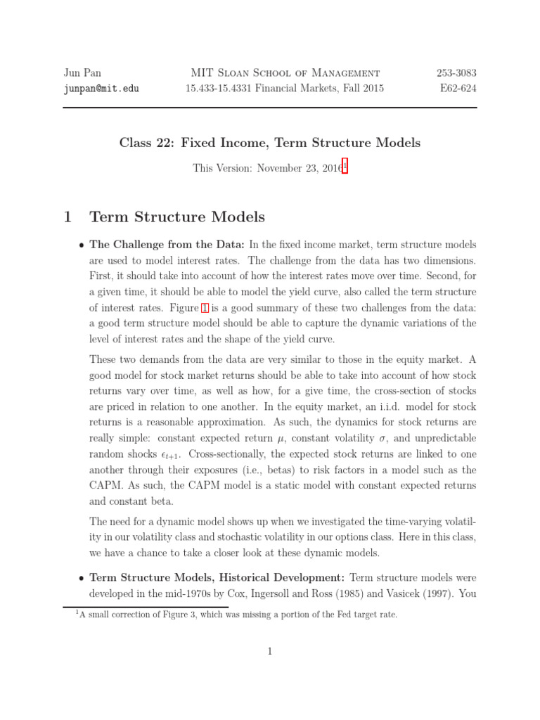 Fixed Income, Term Structure Models | PDF | Yield Curve | Capital Asset ...