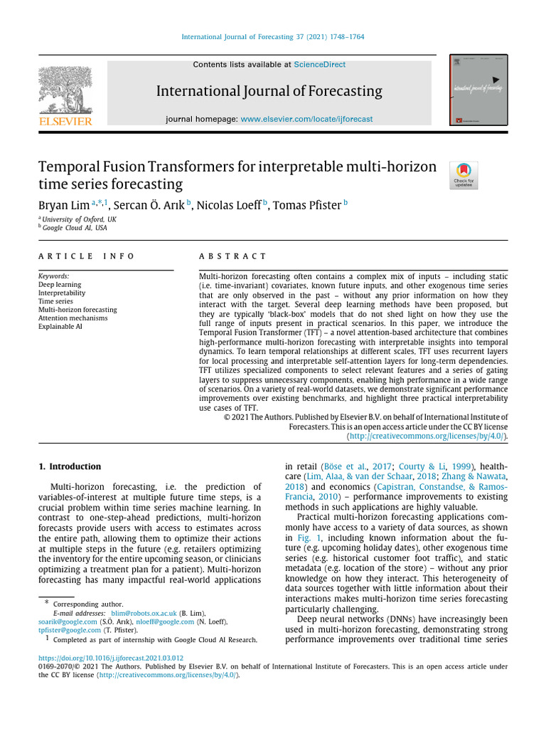 Temporal Fusion Transformers for Forecasting | PDF | Time Series ...