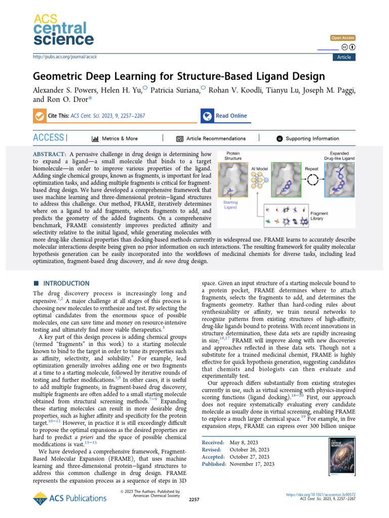 Geometric Deep Learning For Structure Based Ligand Design | PDF | Docking (Molecular) | Drug Design