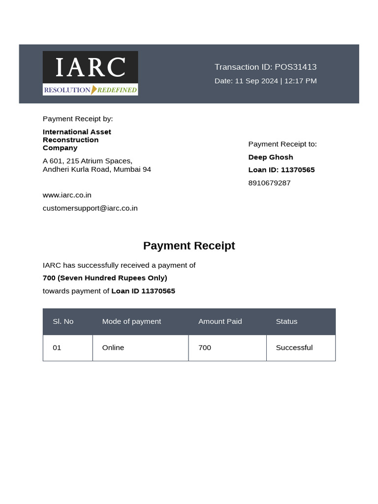 Payment Receipt | PDF