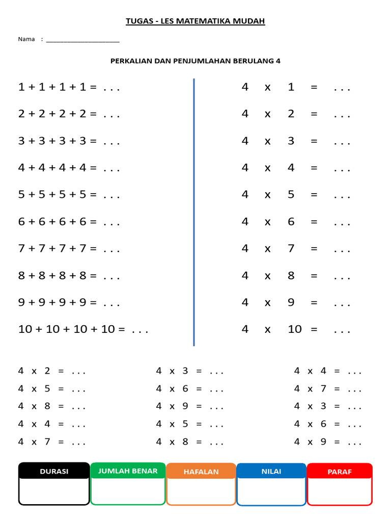 TUGAS MM - Konsep Dasar Perkalian 4 Dan 5 | PDF