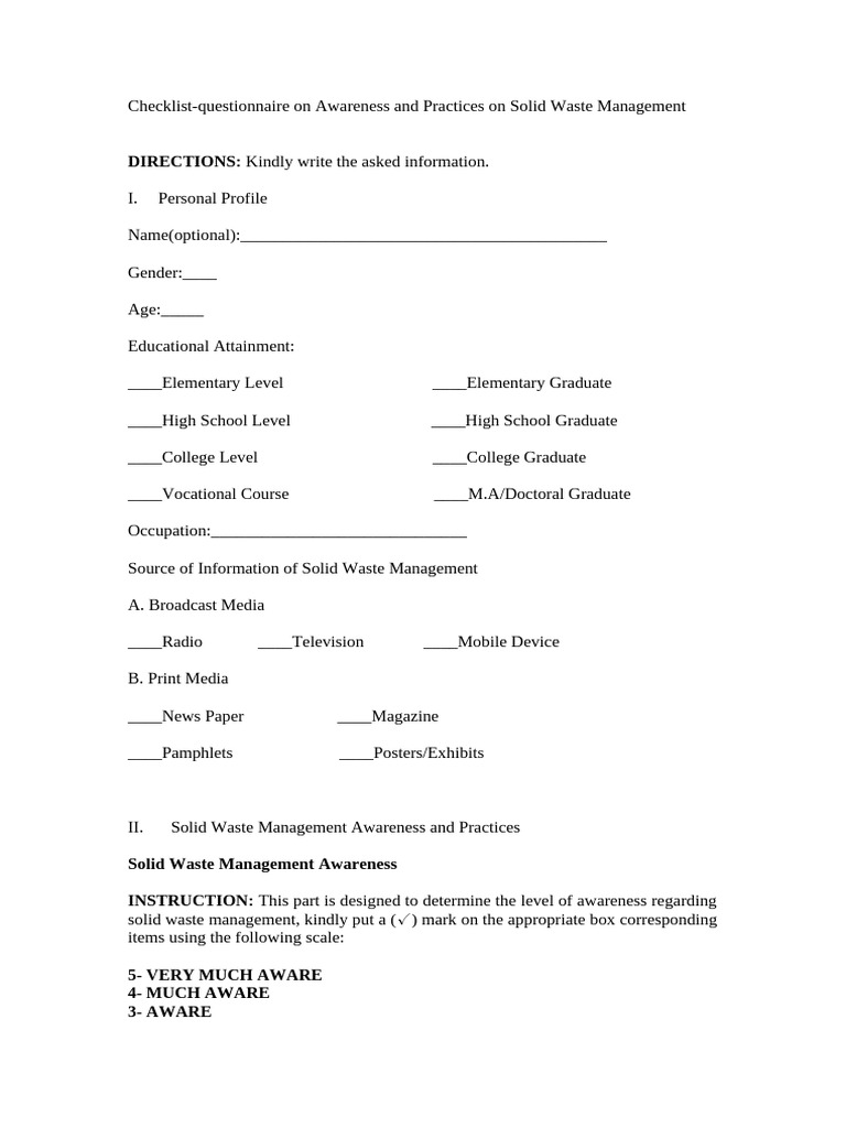 VSM-Questionnaire | PDF | Waste Management | Waste