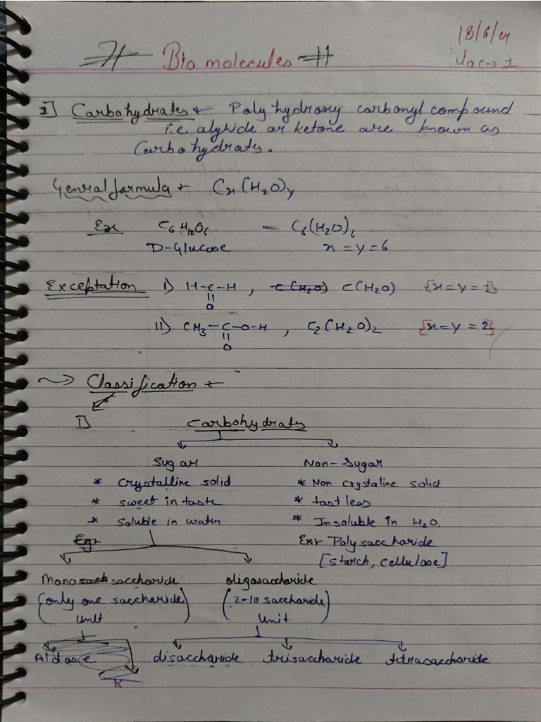 Biomolecule Handwritten Notes by AG Sir | PDF