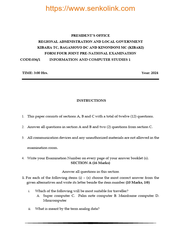 ICS 1 F4 KIBAKI 2024 | PDF | Operating System | Booting