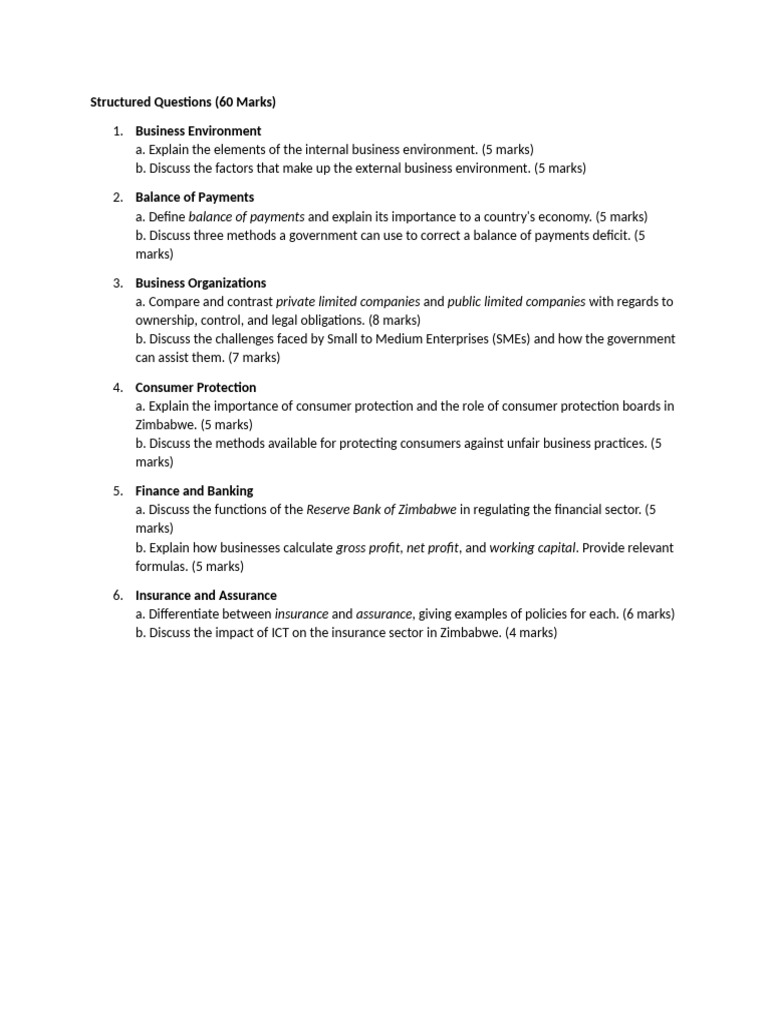 Structured Questions COMM | PDF