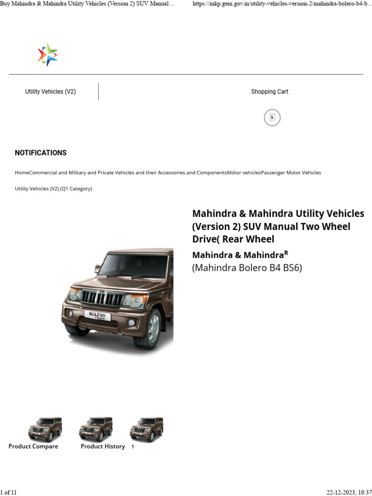 Buy Mahindra & Mahindra Utility Vehicles (Version 2) SUV Manual Two ...