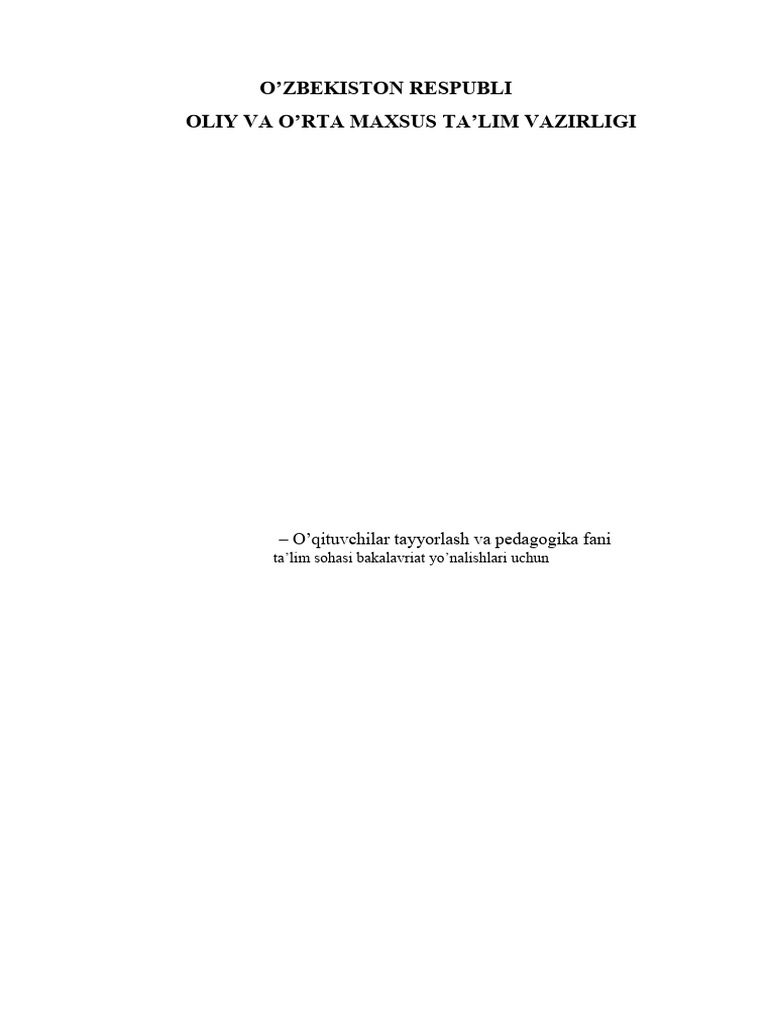 Umumiy Pedagogika (Tarbiya Nazariyasi) : Muqimiy Nomidagi Qo'qon Davlat ...
