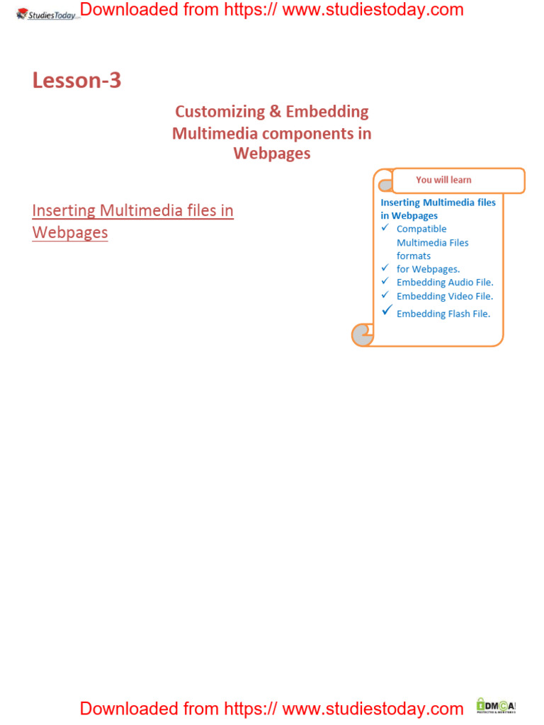 Class 12 Customizing and Embedding Multimedia Notes | PDF | Adobe Flash ...