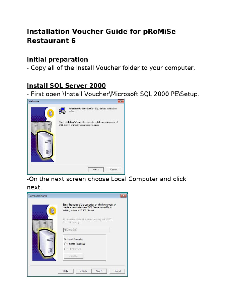 Installation Voucher Guide For pRoMiSe Restaurant 6 | PDF | Windows ...