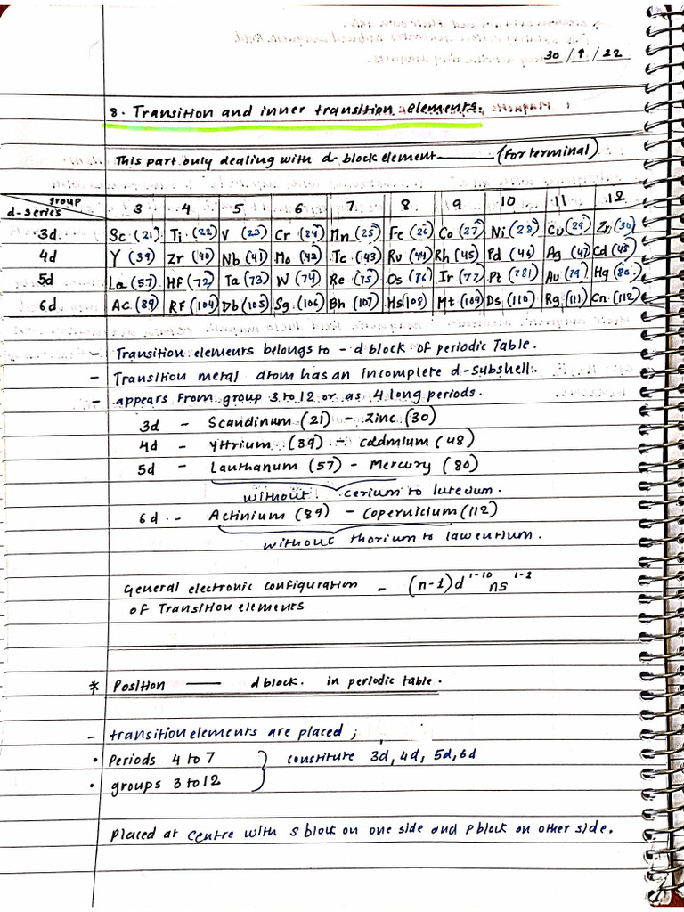 Transition and Inner Transition Elements Class 12 | PDF