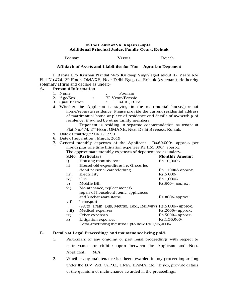 Income-Affidavit Poonam Rajesh | PDF | Expense | Affidavit