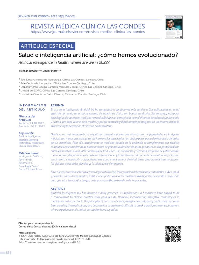 Salud e Inteligencia Artificial c Mo Hemos 2022 Revista M Dica Cl Nica La | PDF | Inteligencia ...