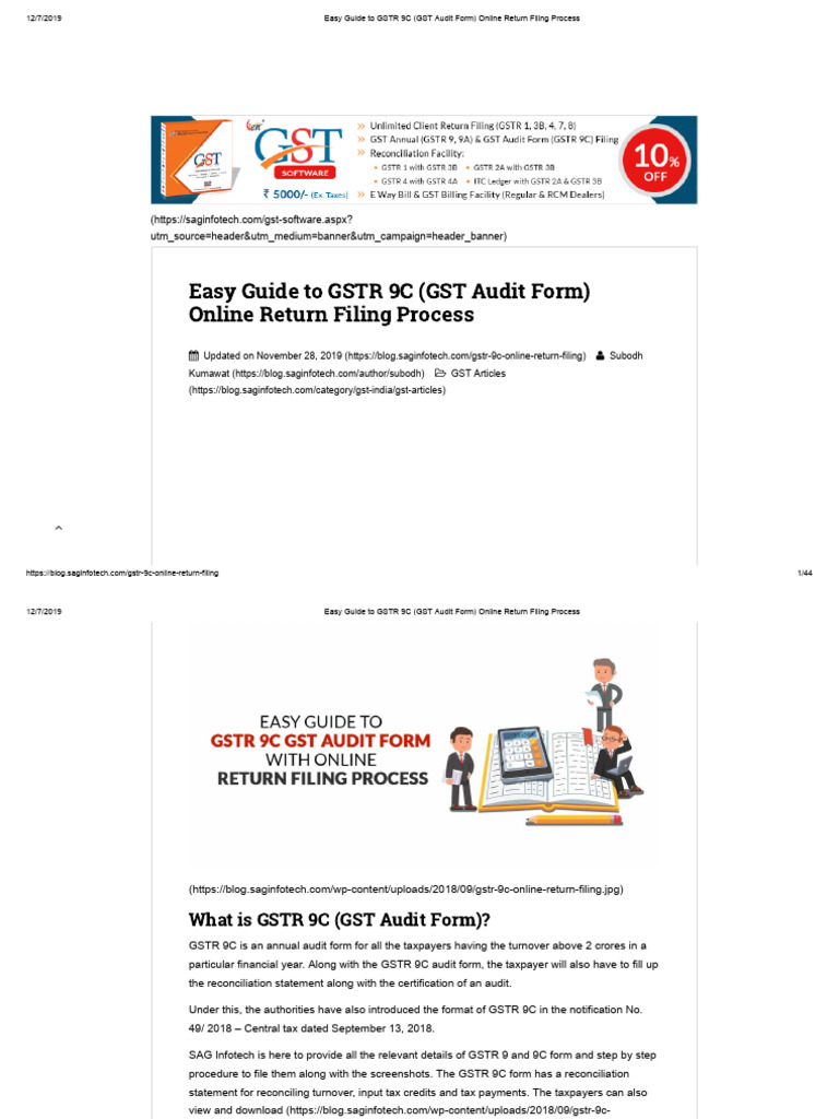 Easy Guide To GSTR 9C (GST Audit Form) Online Return Filing Process | PDF | Revenue | Taxes