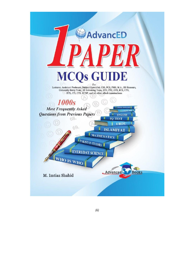 One Paper MCQs Guide 2024 Edition by M Imtiaz Shahid | PDF | Science