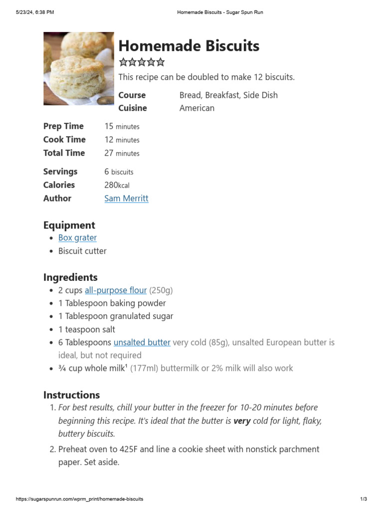 Homemade Biscuits - Sugar Spun Run | PDF | Baking | Biscuit