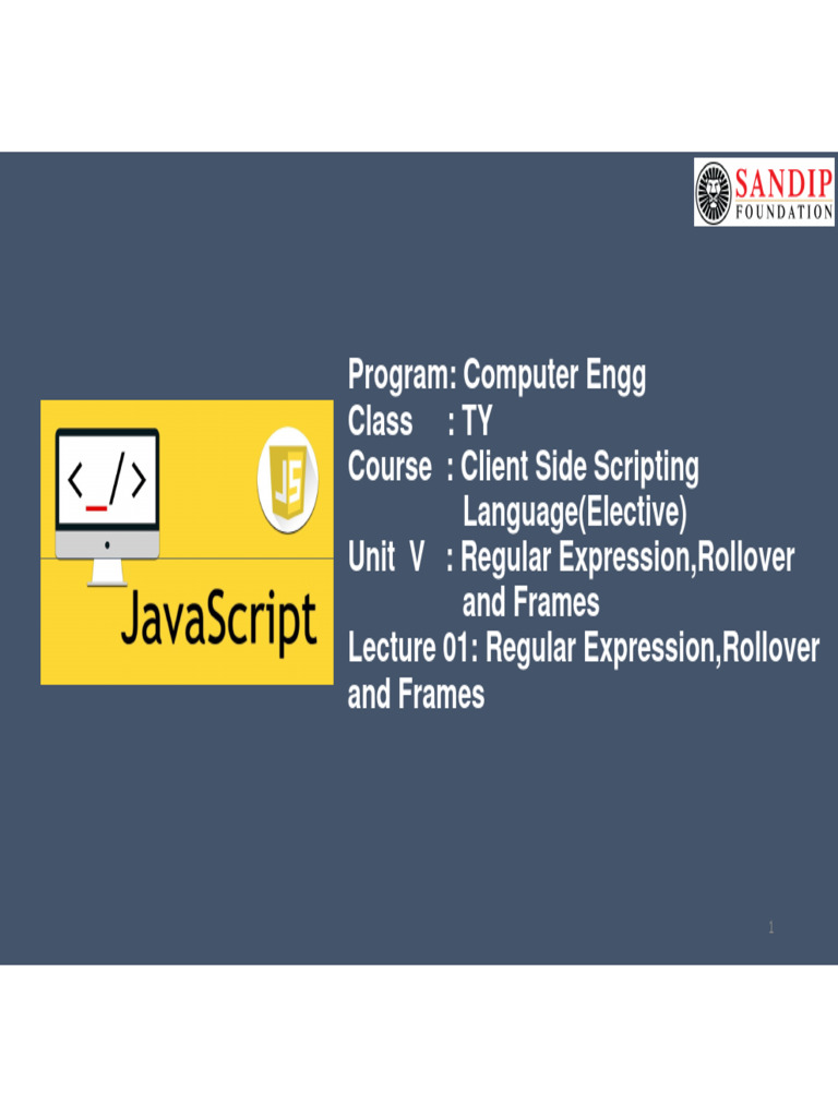 UNIT V Regular Expression,Rollover and Frames | PDF | Html Element | Regular Expression