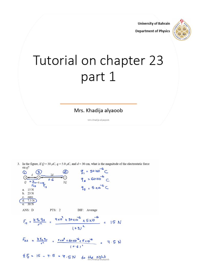 Electric Force Calculations Tutorial | PDF | Teaching Methods ...