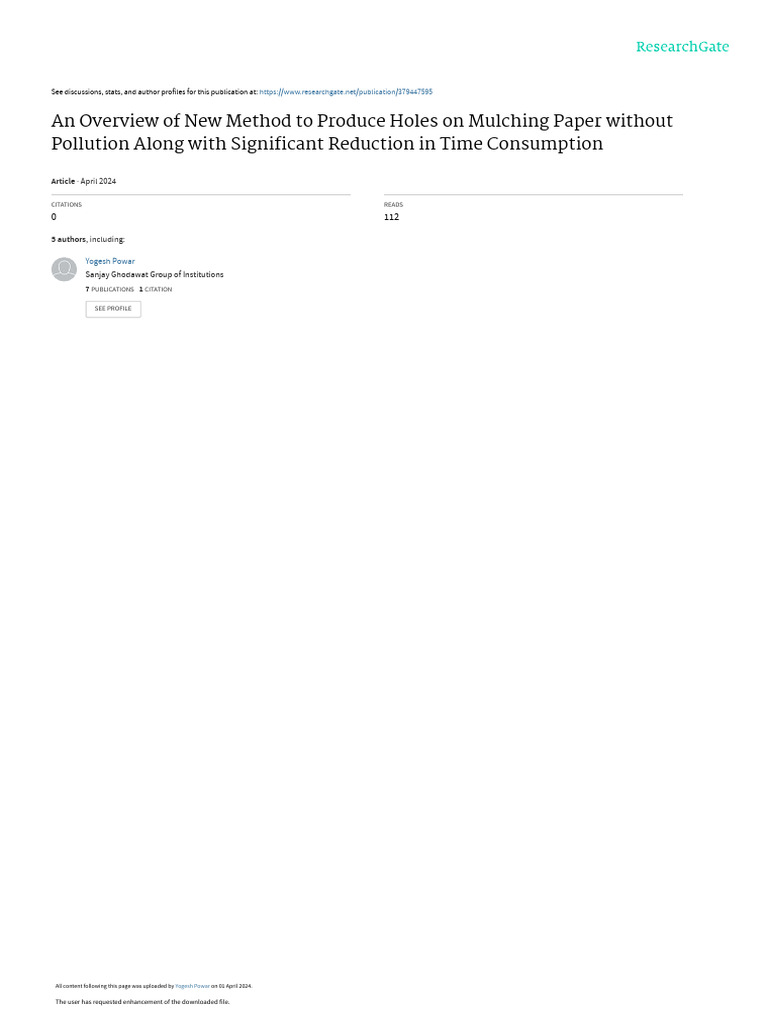 An Overview of New Method To Produce Holes On Mulching Paper Without ...