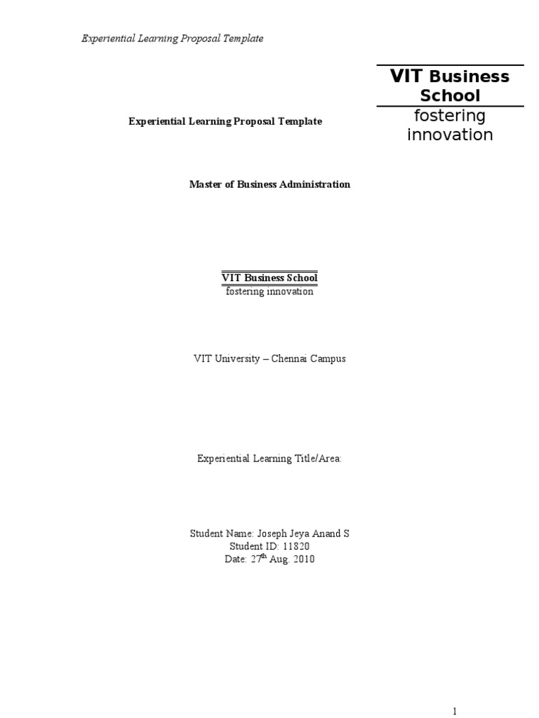 Experiential Learning Proposal Sample | PDF | Retail | Innovation