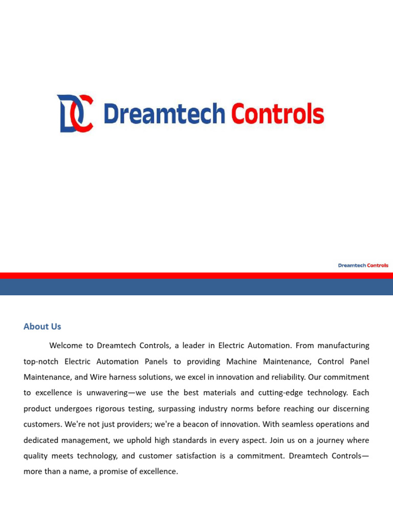 Dreamtech Controls Company Profile | PDF | Manufactured Goods | Electrical Engineering