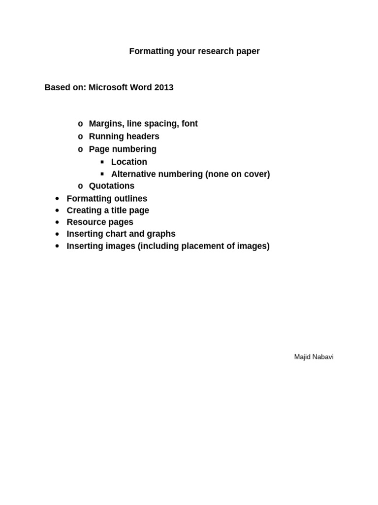 Word 2013 Research Paper Formatting | PDF | Note (Typography) | Page Layout