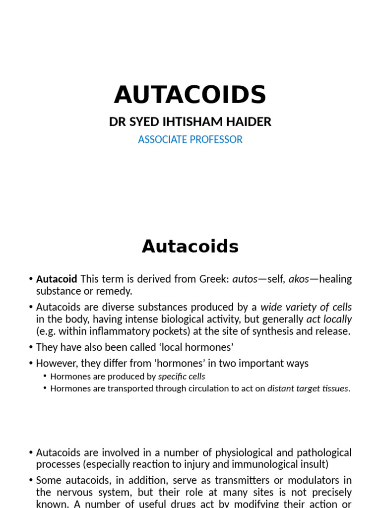 Autacoids | PDF | Serotonin | Receptor Antagonist