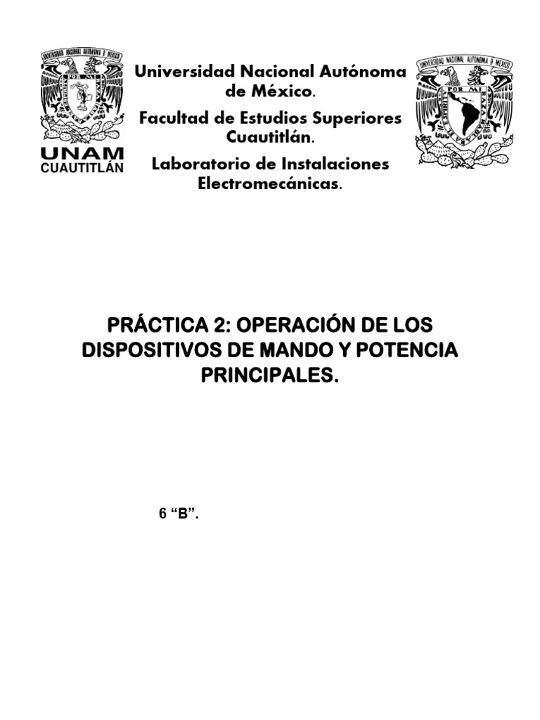 Laboratorio de Instalaciones Electromecánicas - Práctica 2 | PDF | Relé ...