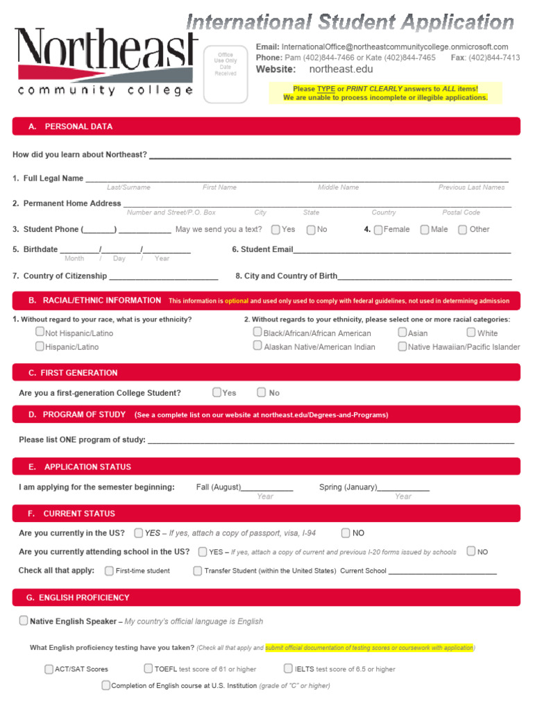 International Application Form | PDF | Race And Ethnicity In The United ...