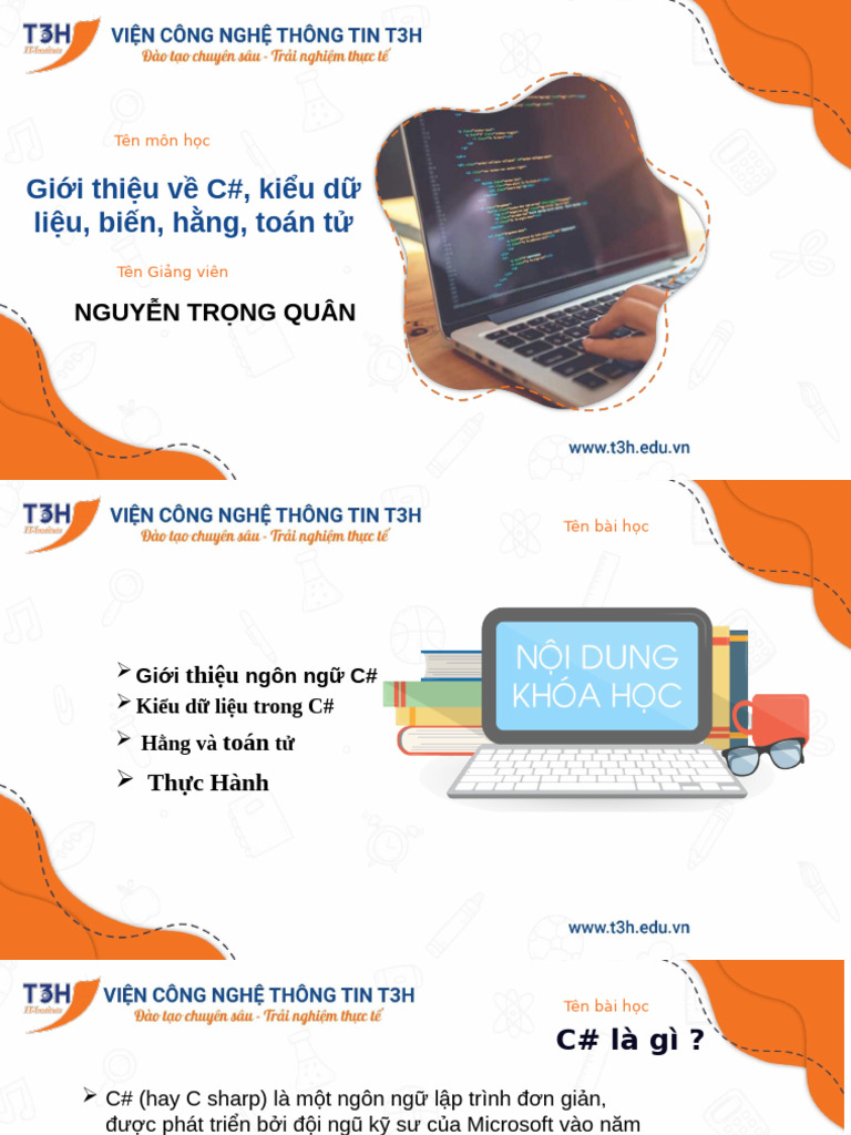 Buoi1 - Giới thiệu về C#, kiểu dữ liệu, biến, hằng, toán tử | PDF