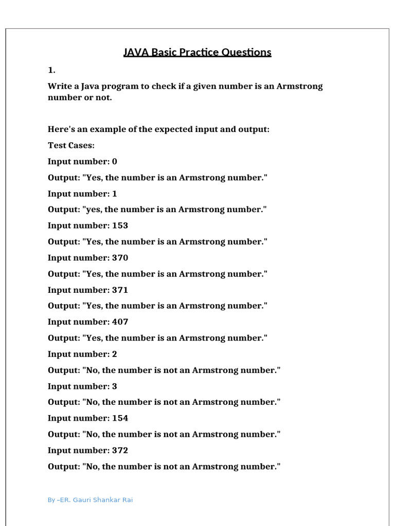 JAVA Basic Practice Questions | PDF | Computer Programming