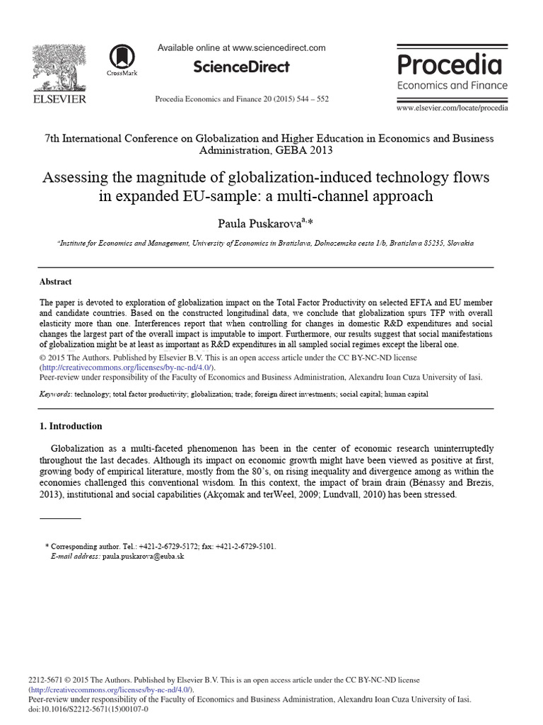 Globalization's Impact on TFP in EU | PDF | Foreign Direct Investment ...