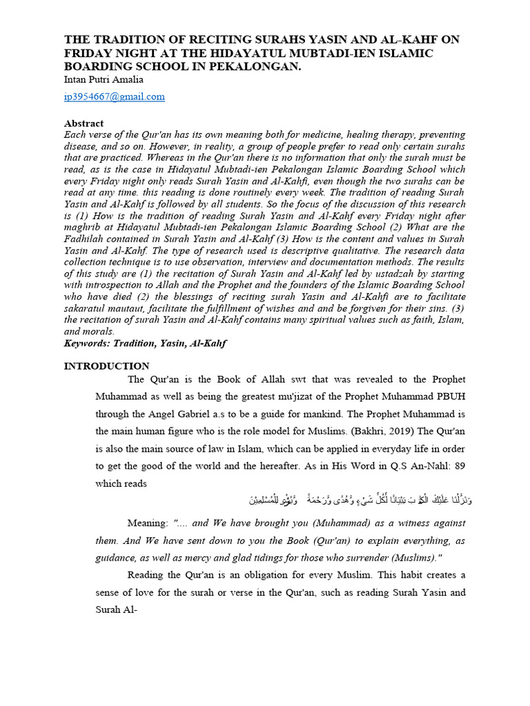Friday Night Recitation of Surah Yasin & Al-Kahf | PDF | Muhammad | Surah