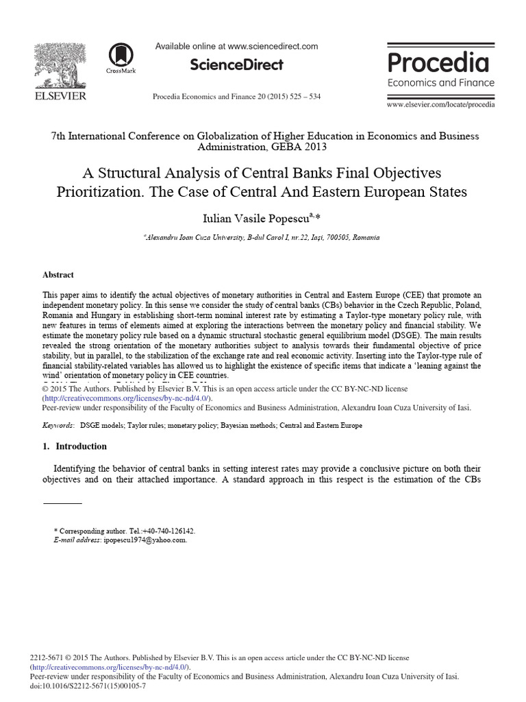 A Structural Analysis of Central Banks Final Objectives - 2015 ...
