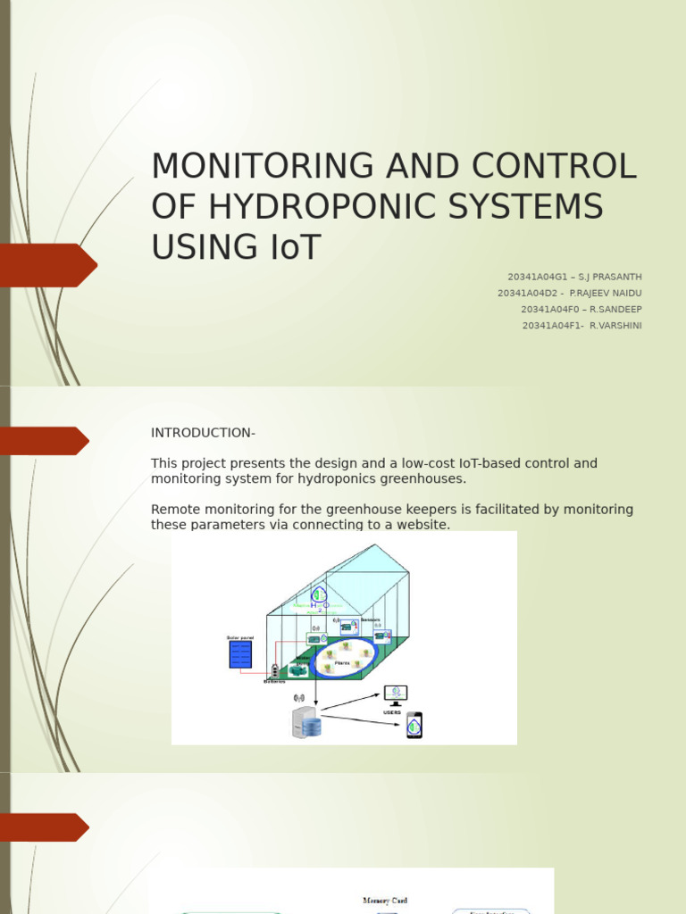 Monitoring and Control of Hydroponic Systems Using Iot | PDF