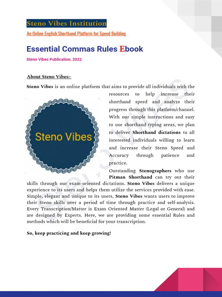 Essential Comma Rules for Stenographers | PDF | Shorthand | Prosecutor
