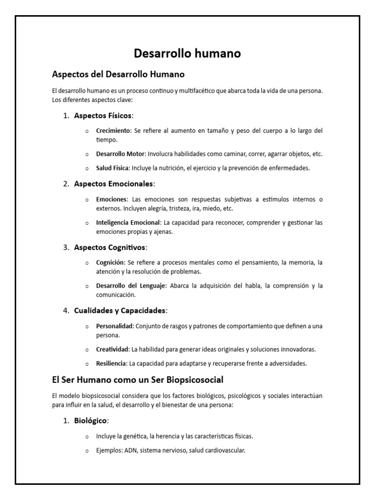 Aspectos Clave del Desarrollo Humano | PDF | Las emociones | Carné de ...