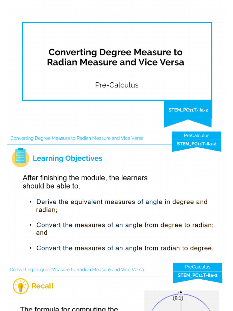 Conversion Radians To Degree and Vice Versa | PDF
