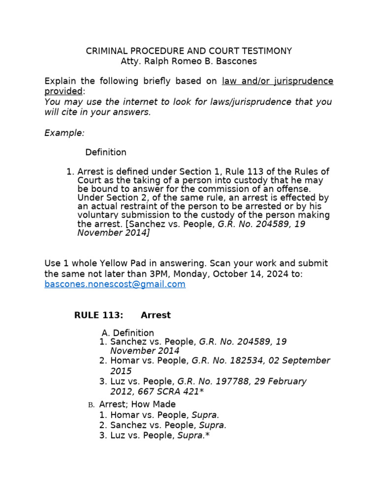 Crim Pro Activity 1 Midterm | PDF | Bail | Public Law