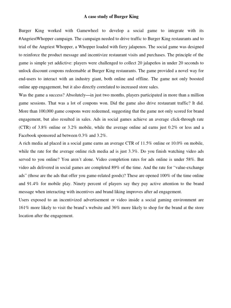 10 A Case of Burger King Assignment 07 | PDF