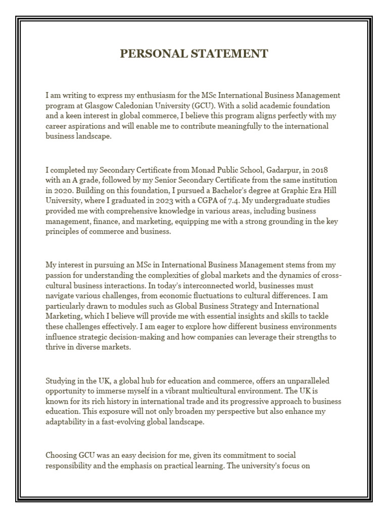 Personal Statement | PDF | Marketing Strategy | Cognition