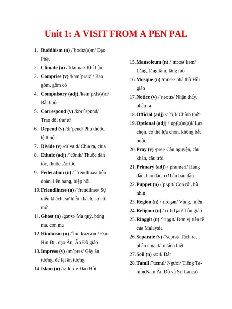 Vocabulary G9 - U1 - SB | PDF