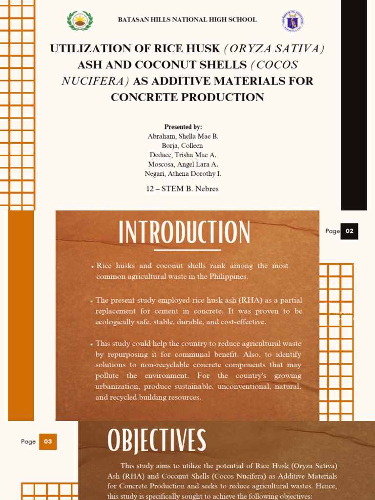 3 Utilization of Rice Husk (Oryza Sativa) Ash and Coconut Shells (Cocos ...