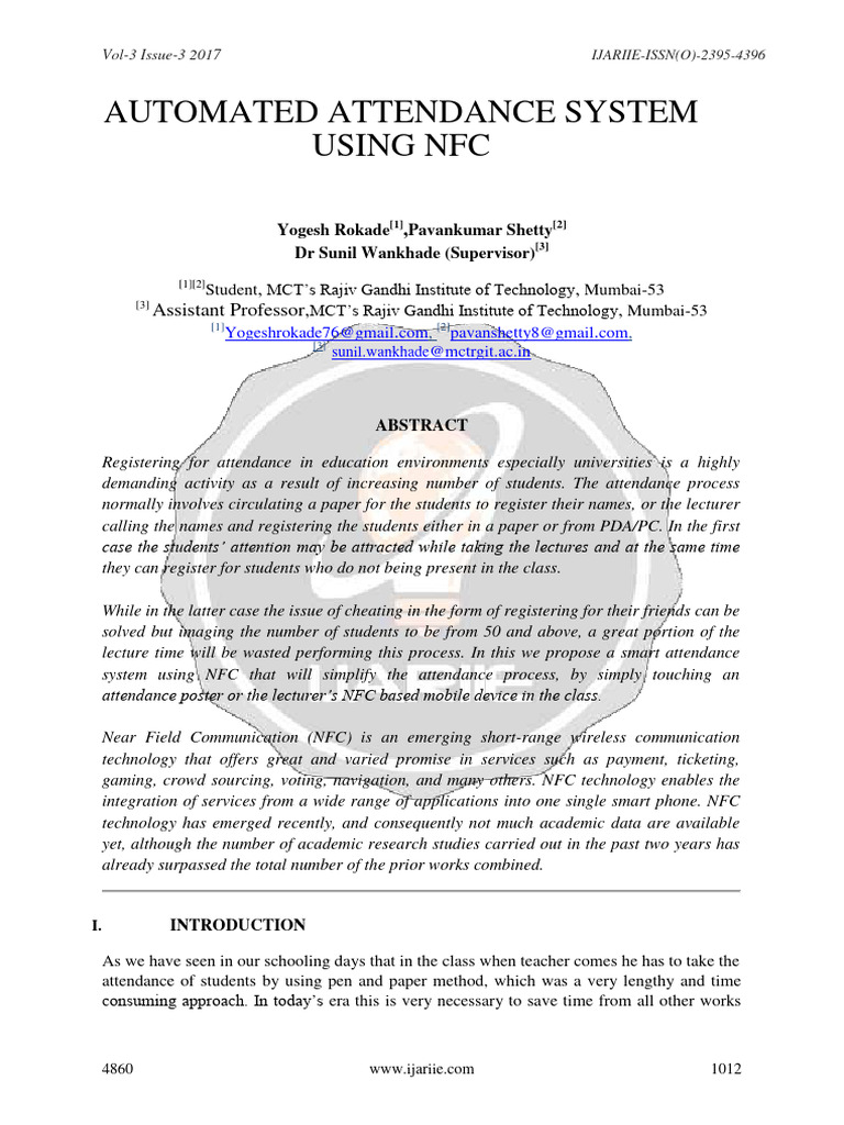 Automated_Attendance_System_Using_NFC | PDF | Login | Radio Frequency Identification