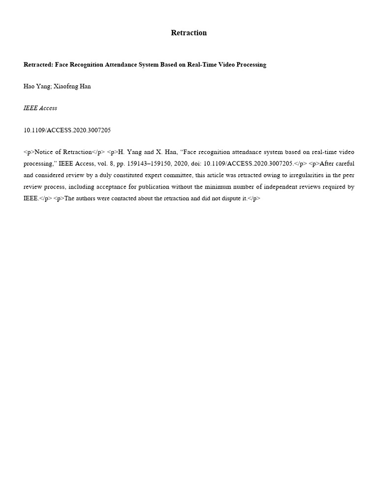 Retracted Face Recognition Attendance System Based On Real-Time Video Processing | PDF | Support ...