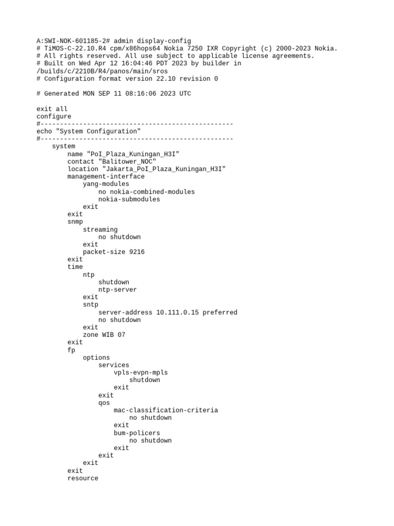 Mp Pulo Sirih Ixr Config | PDF | Network Protocols | Computer Networking