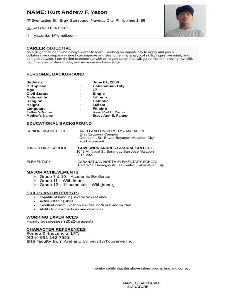 Blank Resume Format 2 | PDF