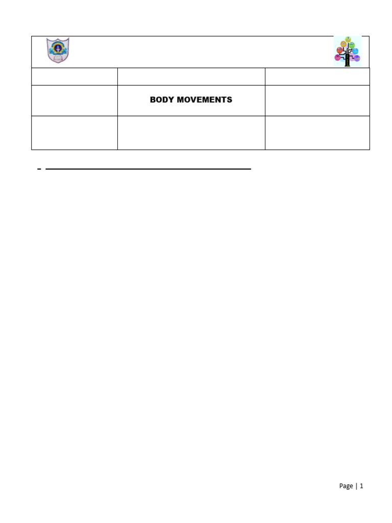 Class 6 - Science - Body Movements - WS With Ans. - Vikrant | PDF | Skeleton | Bone