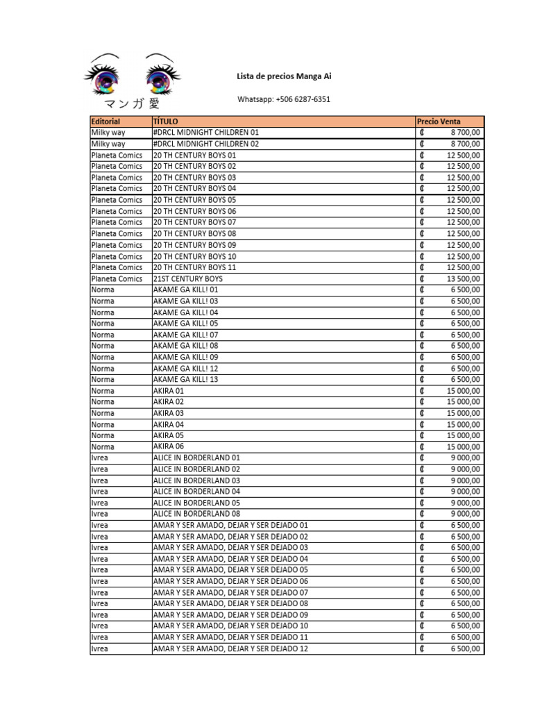 Manga Price List and Availability | PDF | Manga Industry | Anime And Manga
