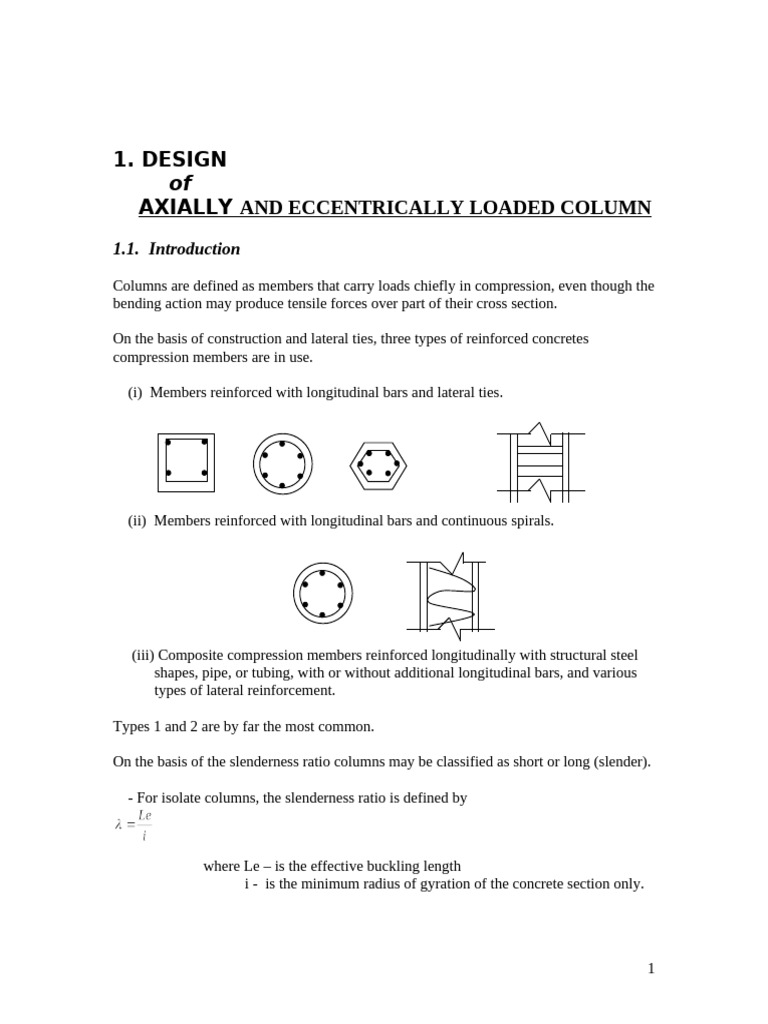 RC DESIGN II Column-NOTE 1 | PDF | Bending | Buckling
