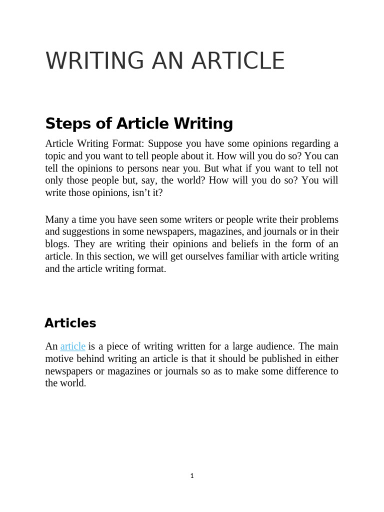 WRITING AN ARTICLE | PDF | Essays | Magazines